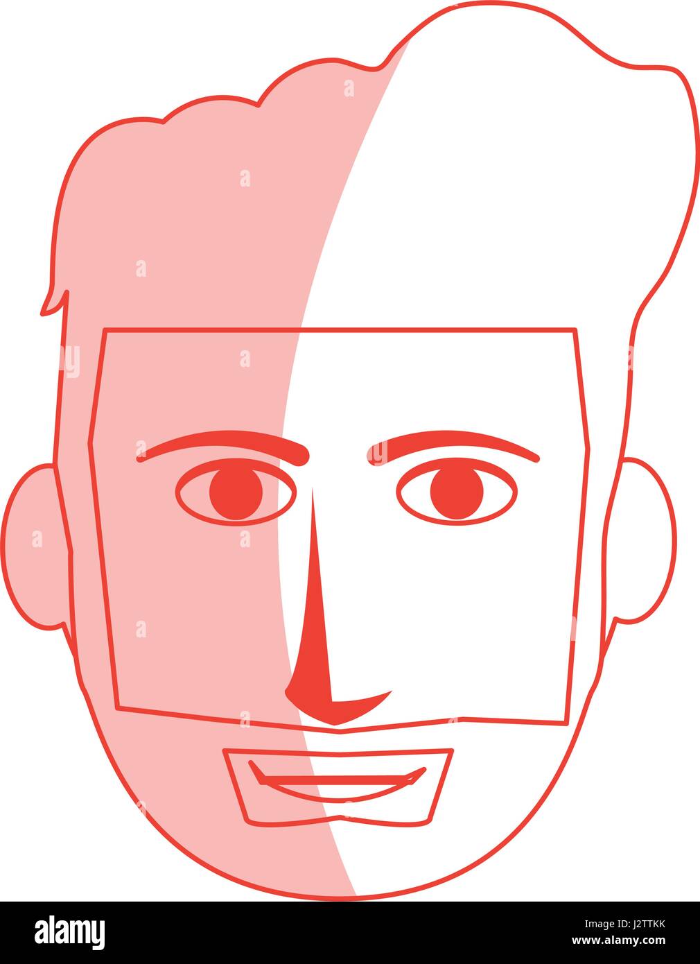 red silhouette shading cartoon front face guy with beard and mustache ...