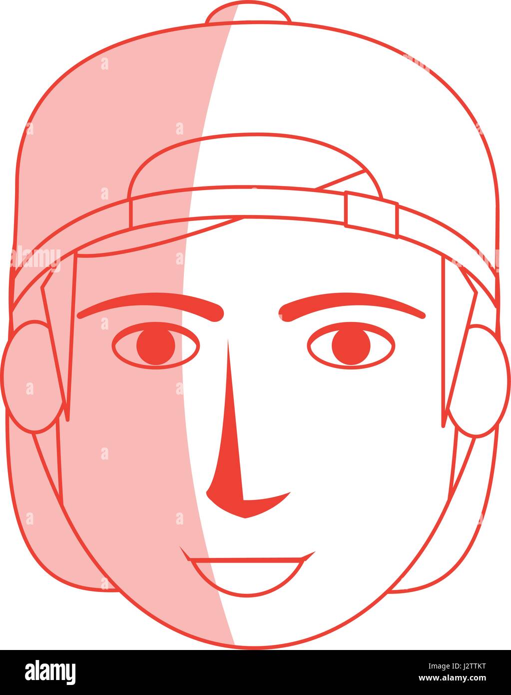 red silhouette shading cartoon front face guy with hat Stock Vector ...