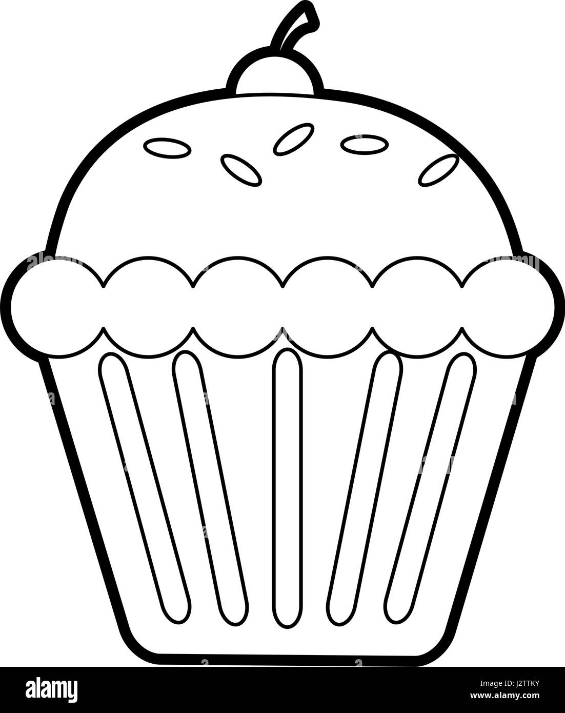Cartoon Cupcake Outline