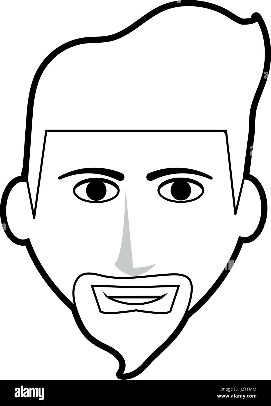 black silhouette cartoon front face man with beard Stock Vector Image ...