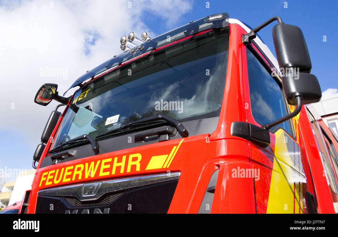 HANNOVER / GERMANY - APRIL 25, 2017: german fire engine stands on ...