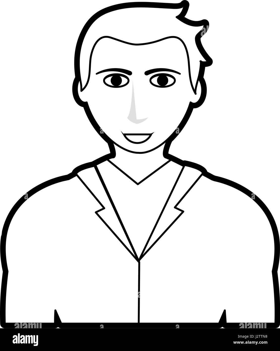 black silhouette cartoon half body man with atlethic body and jacket ...