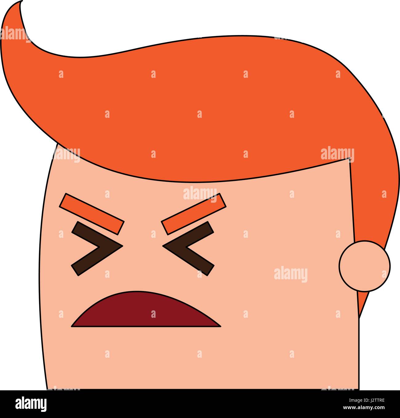color image side view face cartoon man with angry expression Stock ...