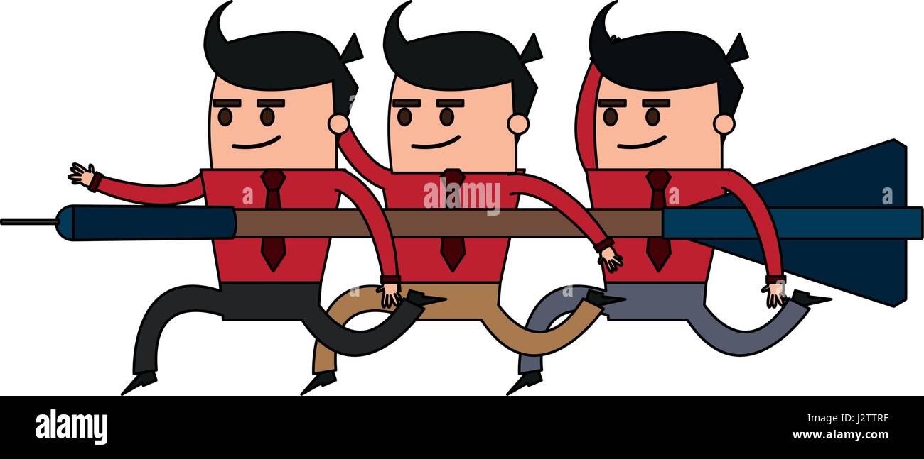 color image cartoon teamwork holding arrow to direction Stock Vector ...