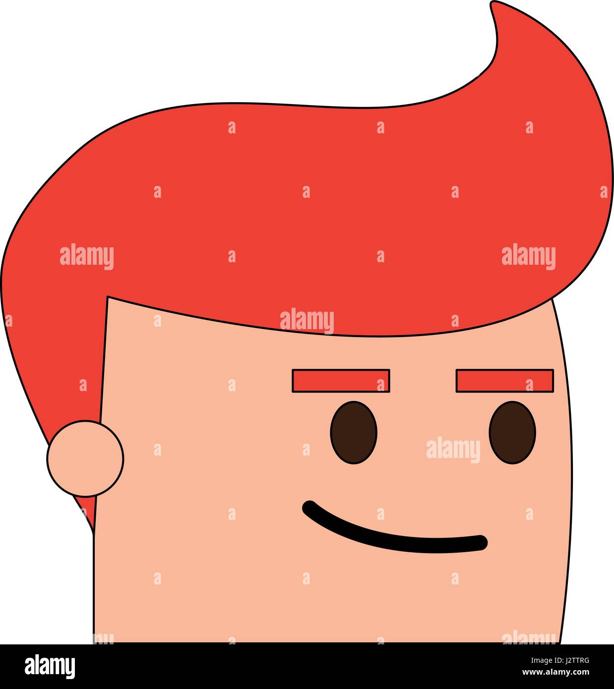 color image side view face cartoon man with expression of satisfaction ...