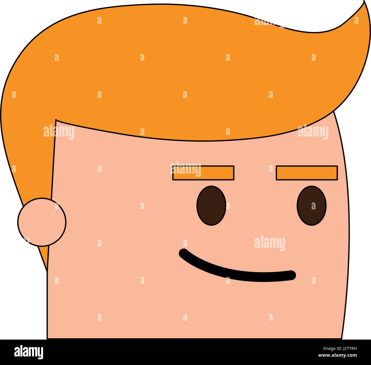 color image side view face cartoon guy with expression of satisfaction ...