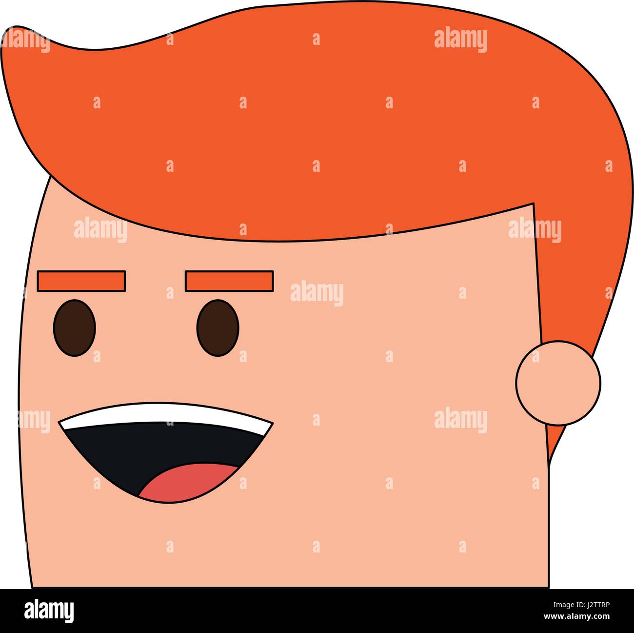 color image side view face cartoon guy with smile expression Stock ...
