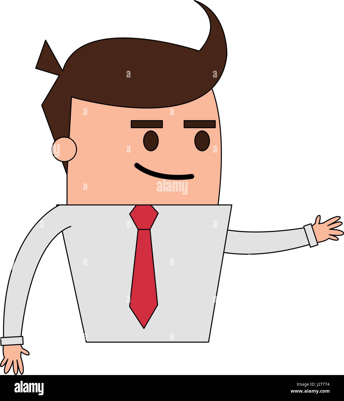 color image half body cartoon business guy with extended hand Stock ...