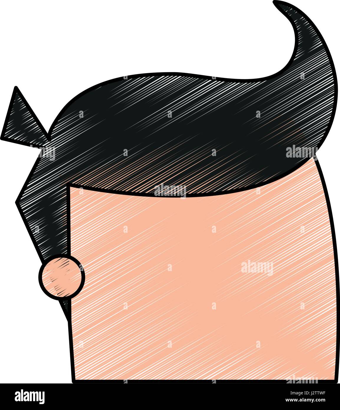 color pencil cartoon faceless man with hairstyle Stock Vector Image ...