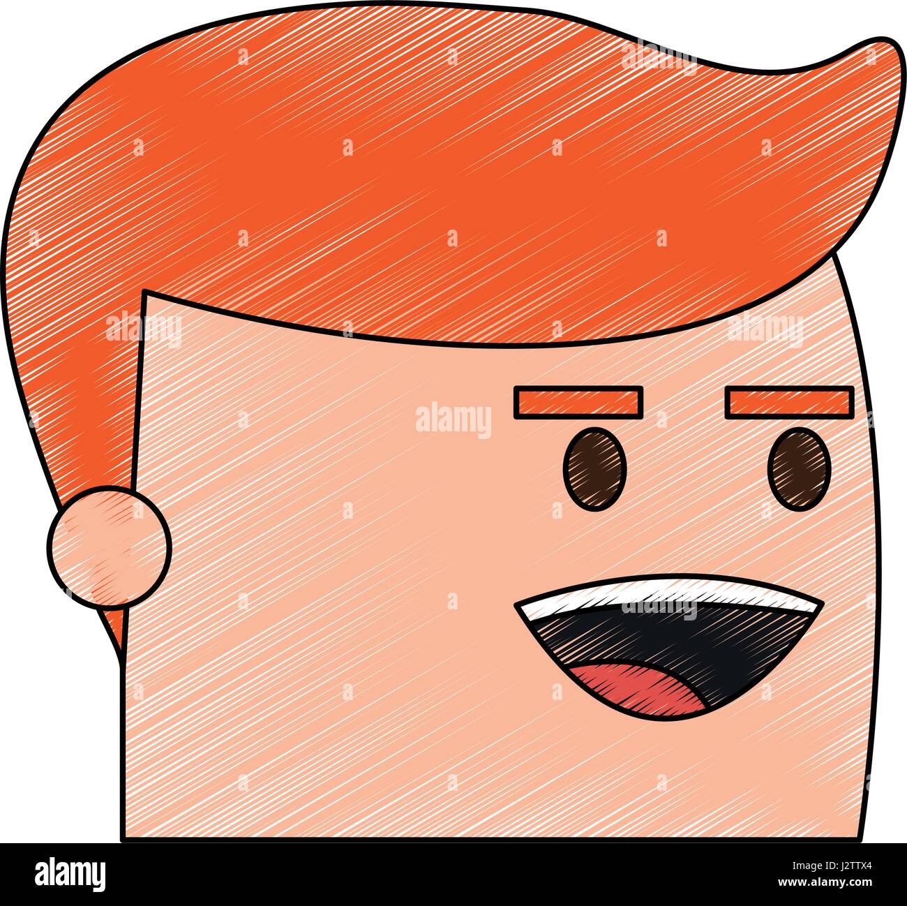 color pencil image side view face cartoon guy with smile expression ...