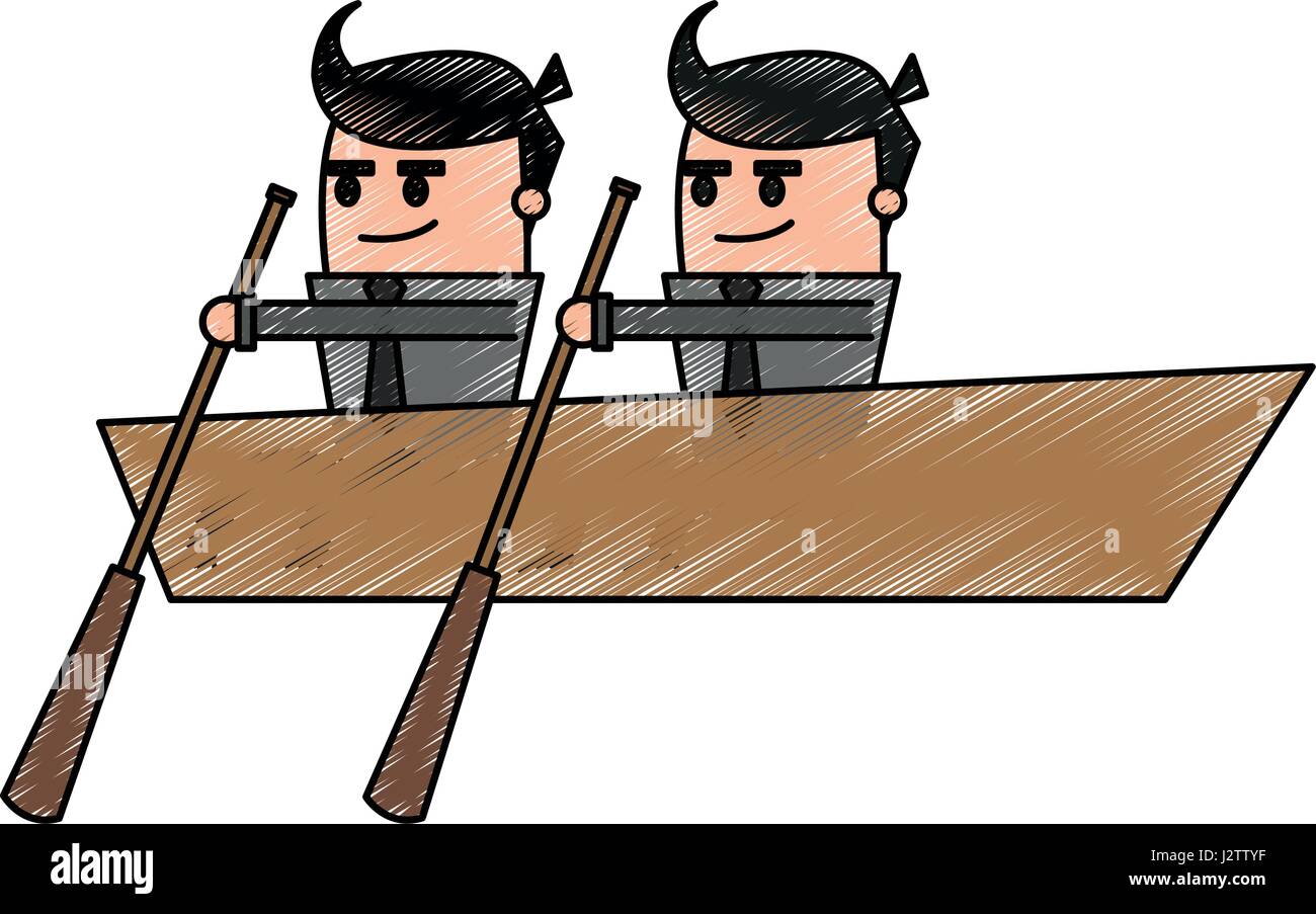 color pencil cartoon teamwork business in boat Stock Vector Image & Art ...