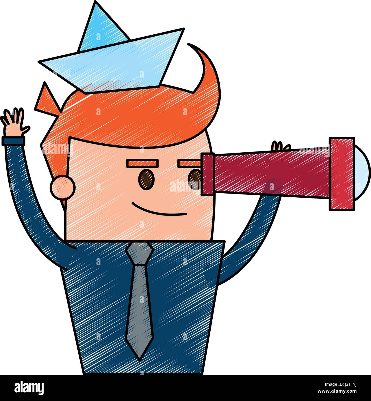 color pencil cartoon half body cartoon sailor man leader business with ...