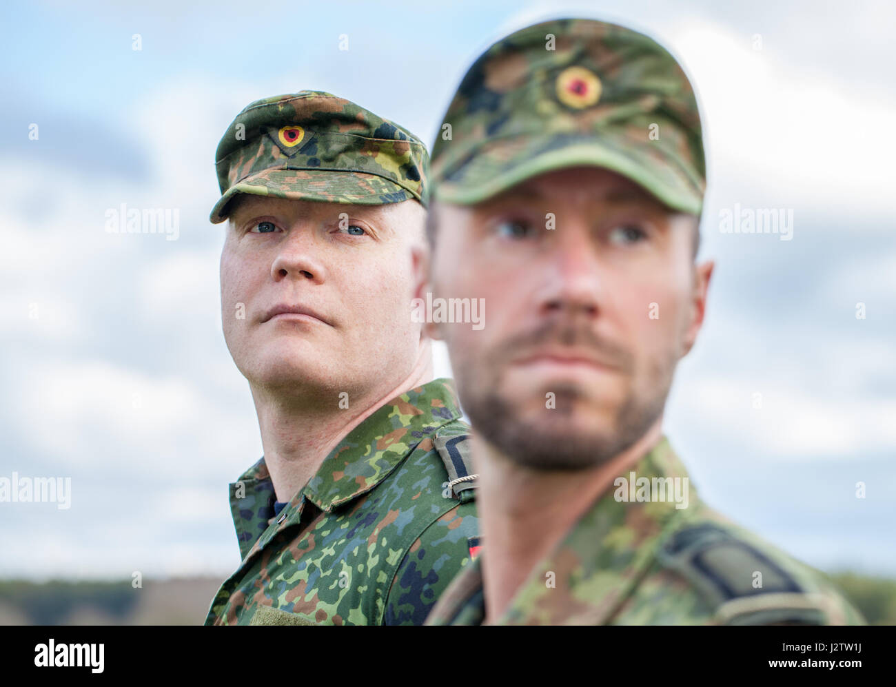 two german soldiers looks to the side Stock Photo - Alamy