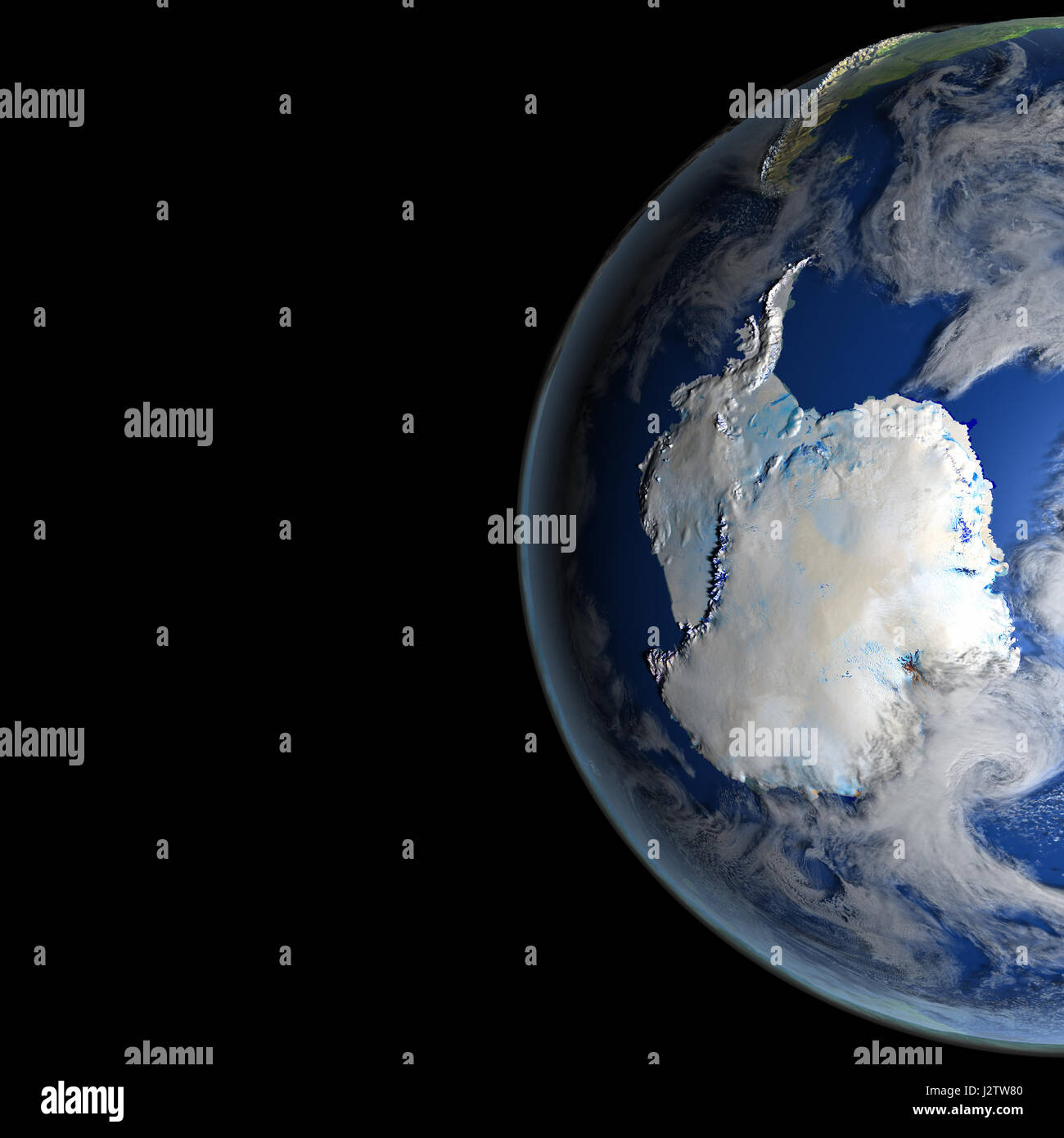 Antractic from space on Earth. 3D illustration with detailed planet ...