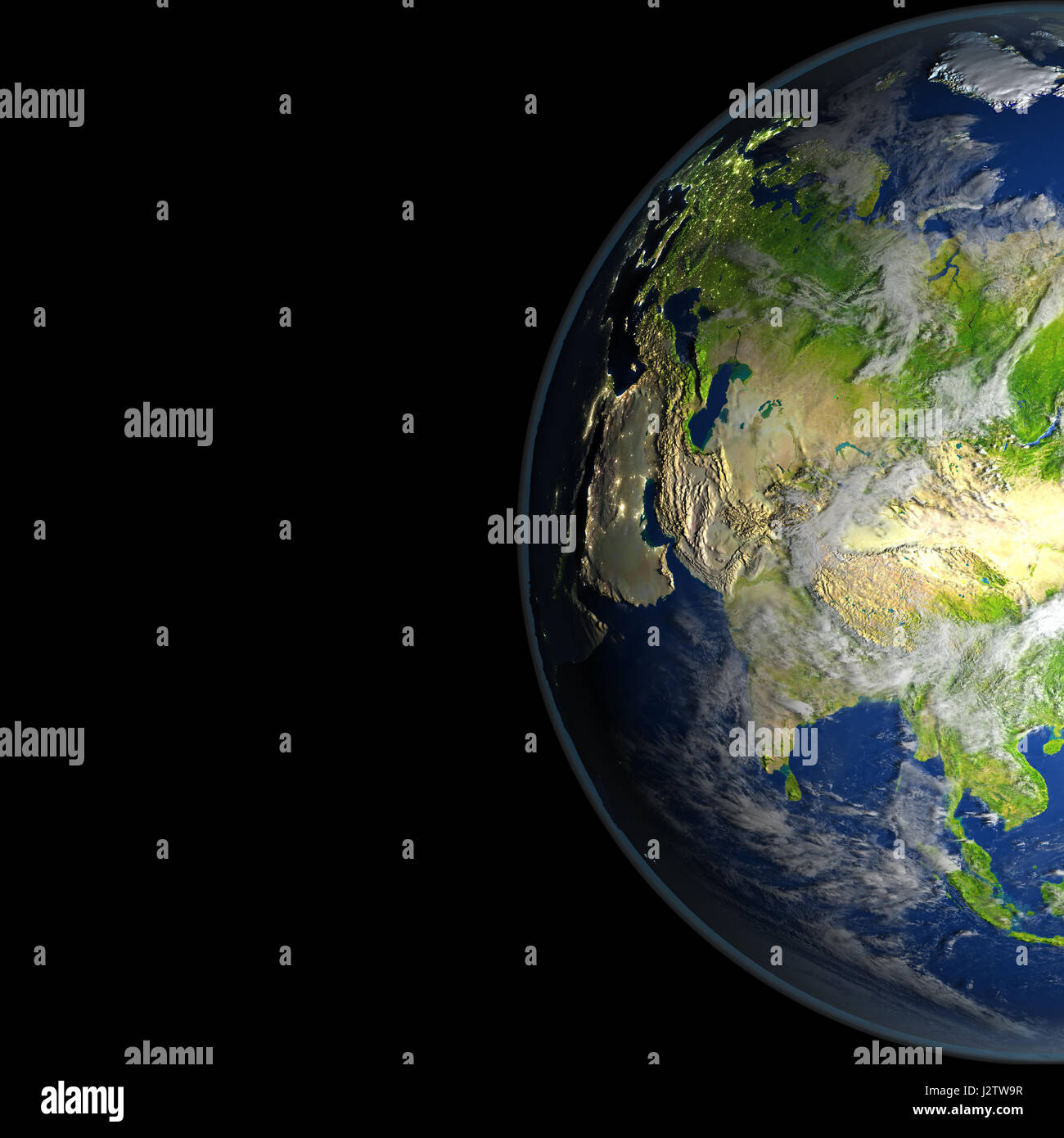 Central Asia from space on Earth. 3D illustration with detailed planet ...