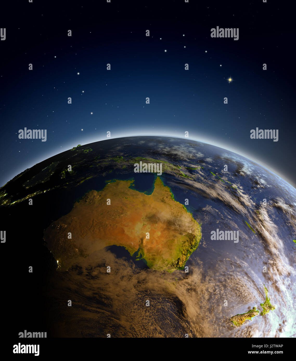 Australia from space on Earth. 3D illustration with detailed planet ...