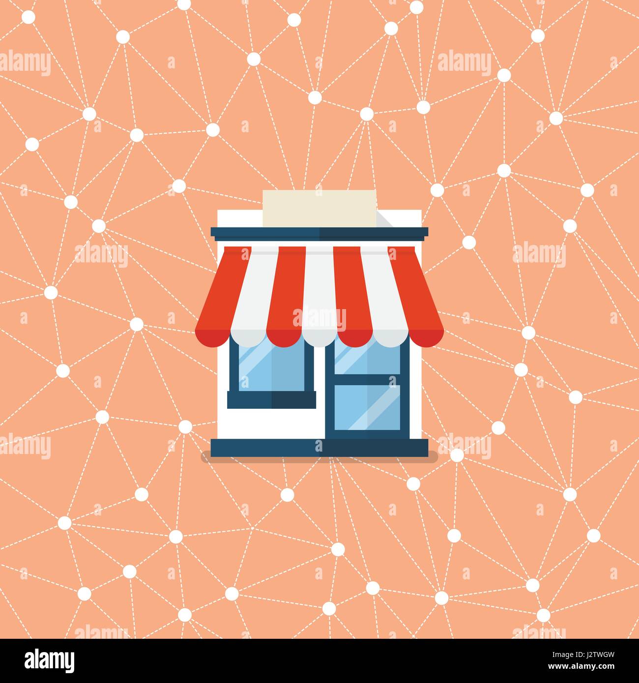 Shop store with network background. Vector flat style Stock Vector ...
