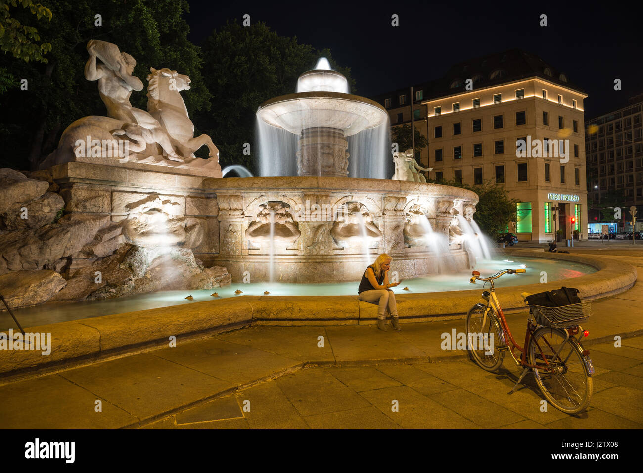 Munich, Germany - June 7, 2016: Night view of the Munich, Bavaria ...