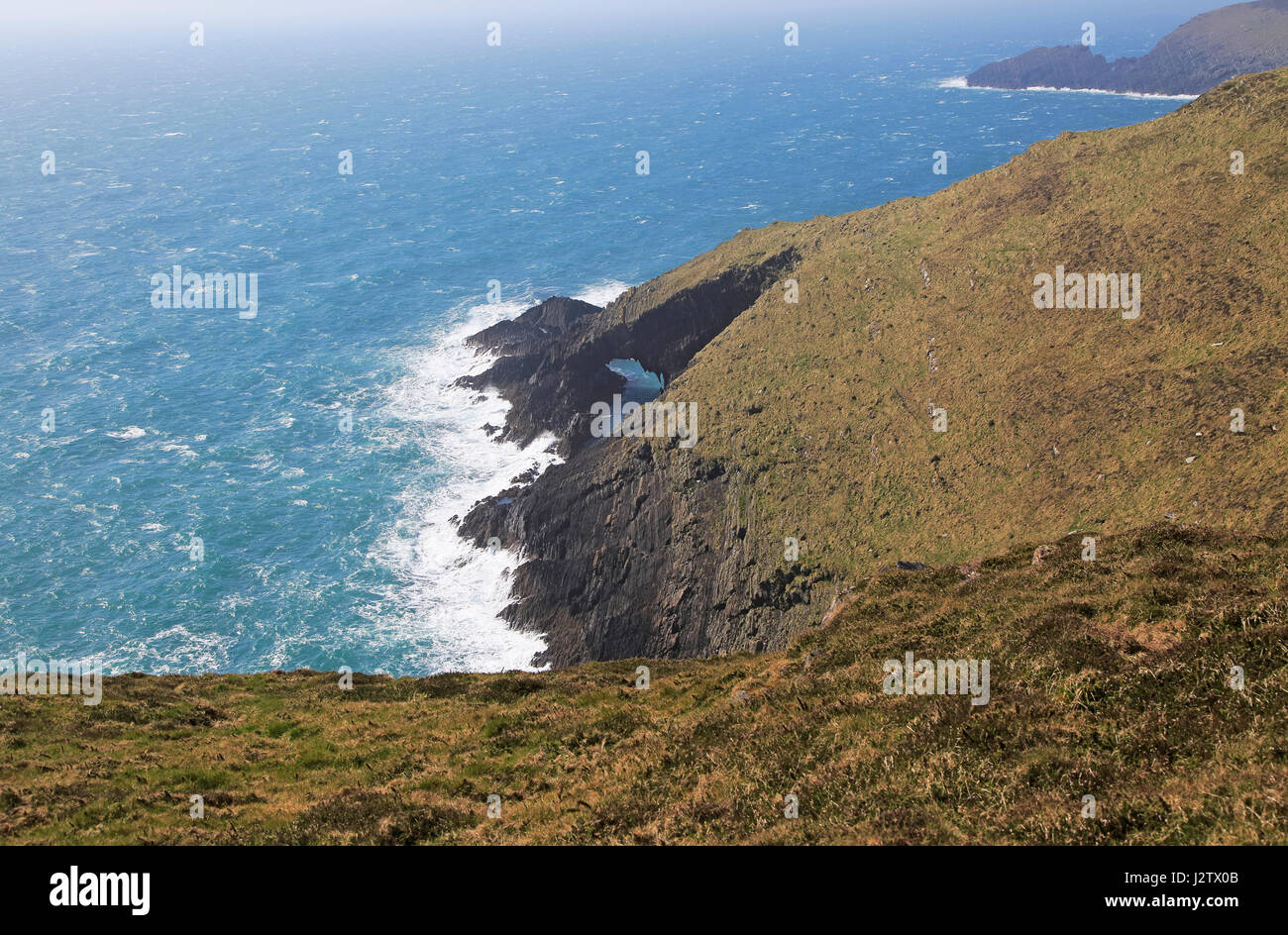 Natural arch in cliffs, Cape Clear Island, County Cork, Ireland, Irish ...