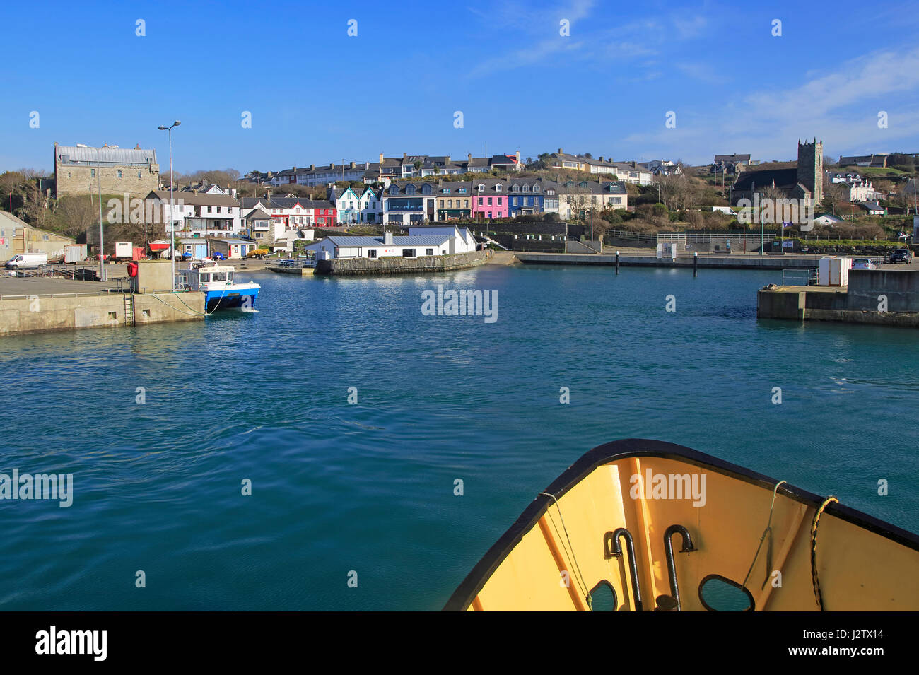 Cape Clear ferry approaching the harbour at Baltimore, County Cork ...