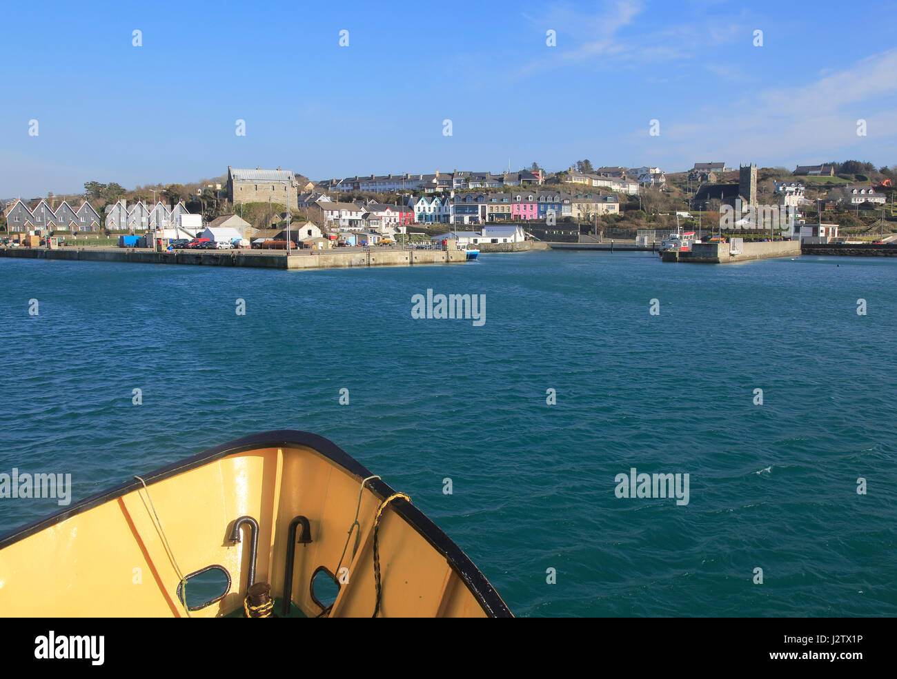 Cape Clear ferry approaching the harbour at Baltimore, County Cork ...