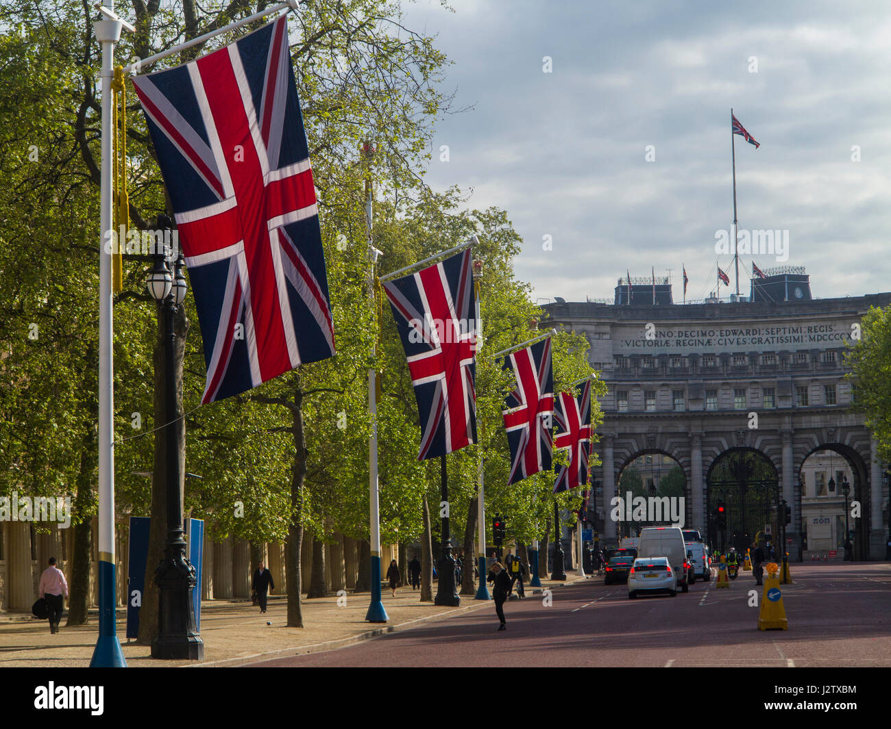 Union Jack flags line The Mall, London Stock Photo - Alamy