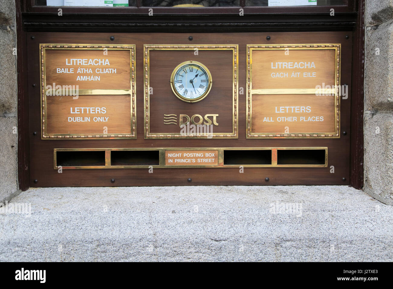 Letter boxes and clock outside the General Post Office, O' Connell ...