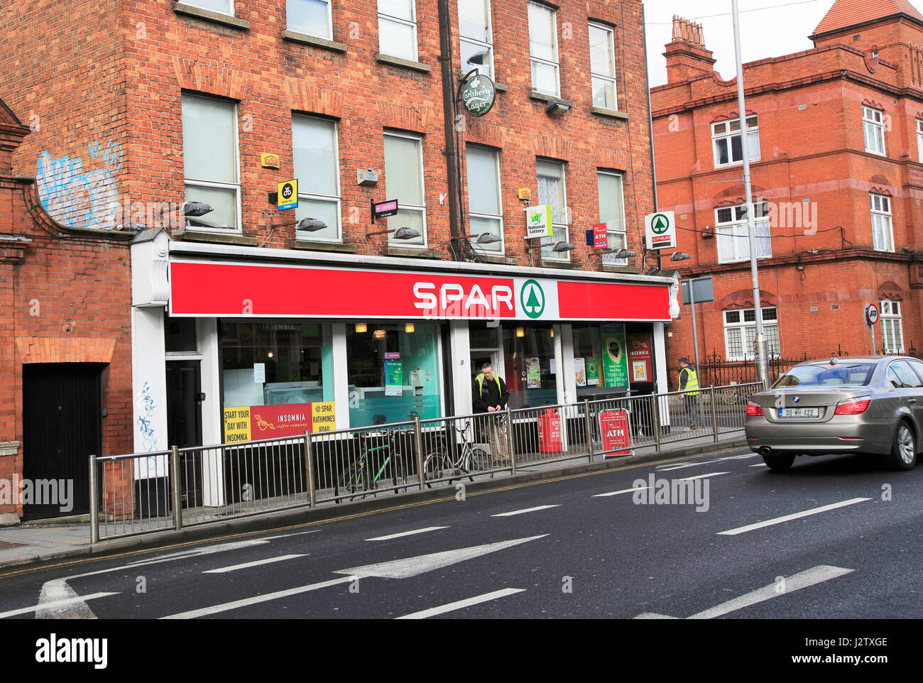 Spar convenience supermarket shop street corner, Rathmines Road, city ...