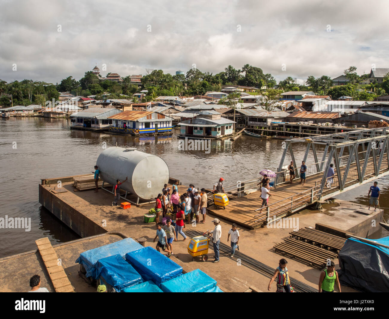 Amazon River, Peru - May 13, 2016: Small port on the Amazon river Stock ...