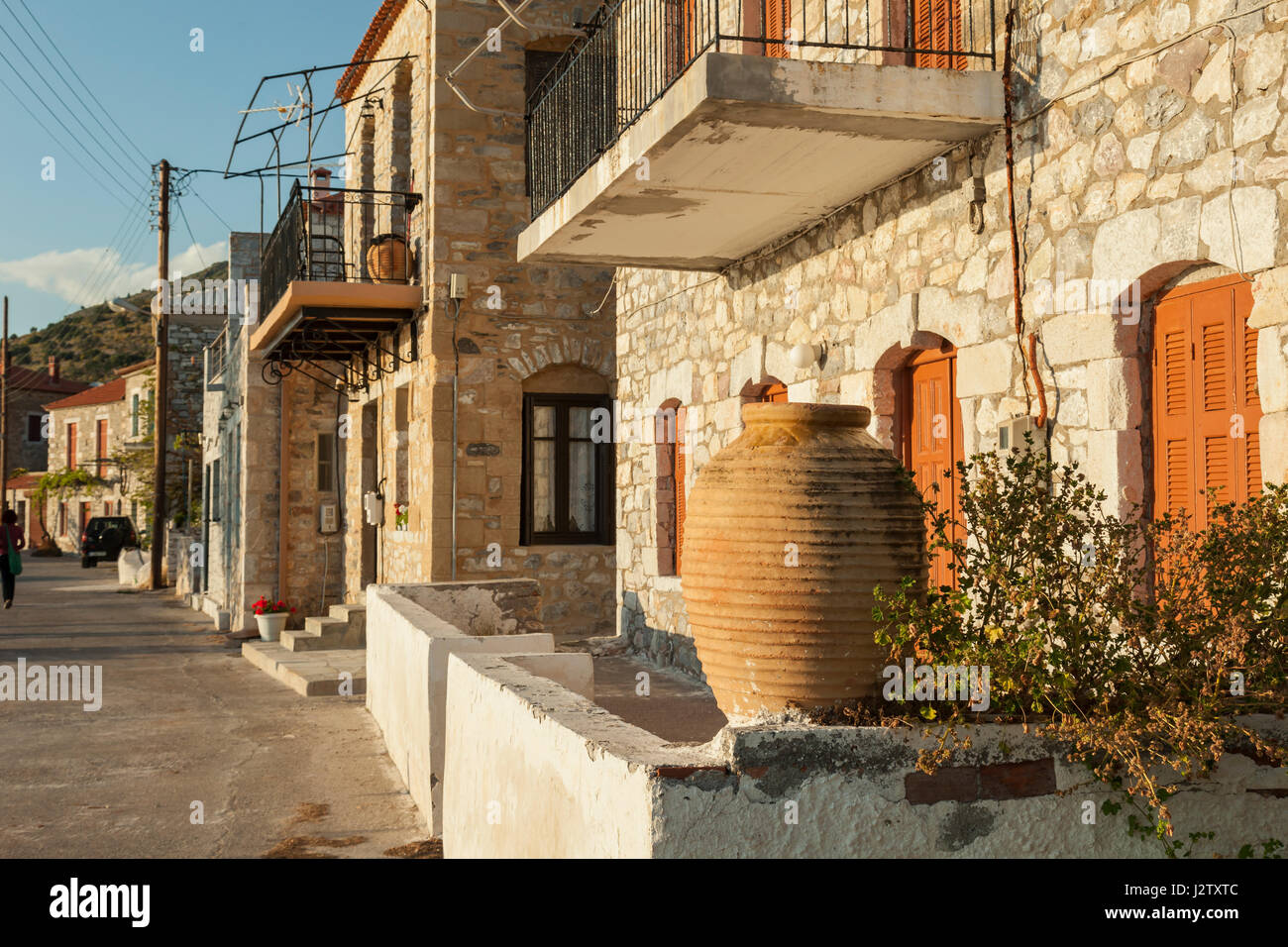 Spring afternoon in the seaside village of Trachila, Messenia, Greece ...