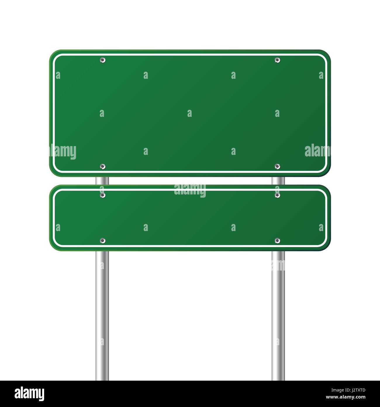 Road green traffic sign. Blank board with place for text.Mockup. Isolated information sign ...
