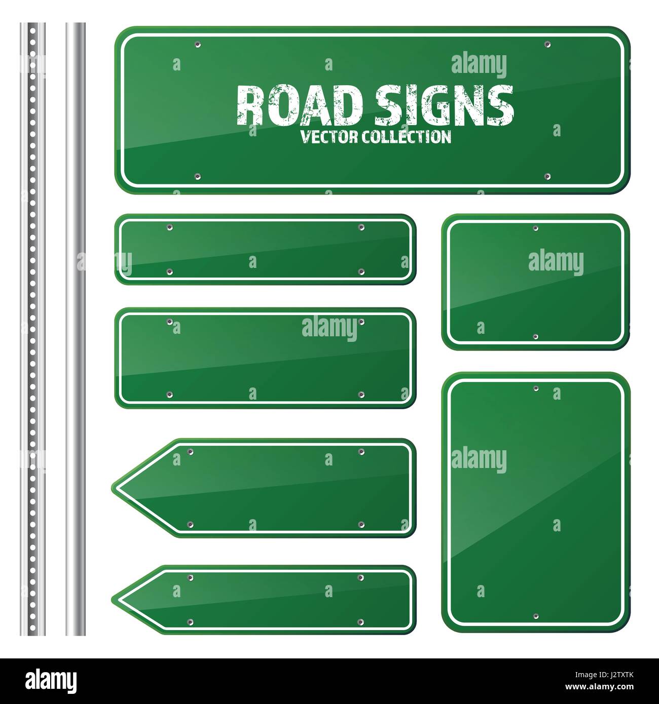 Road green traffic sign. Blank board with place for text.Mockup ...