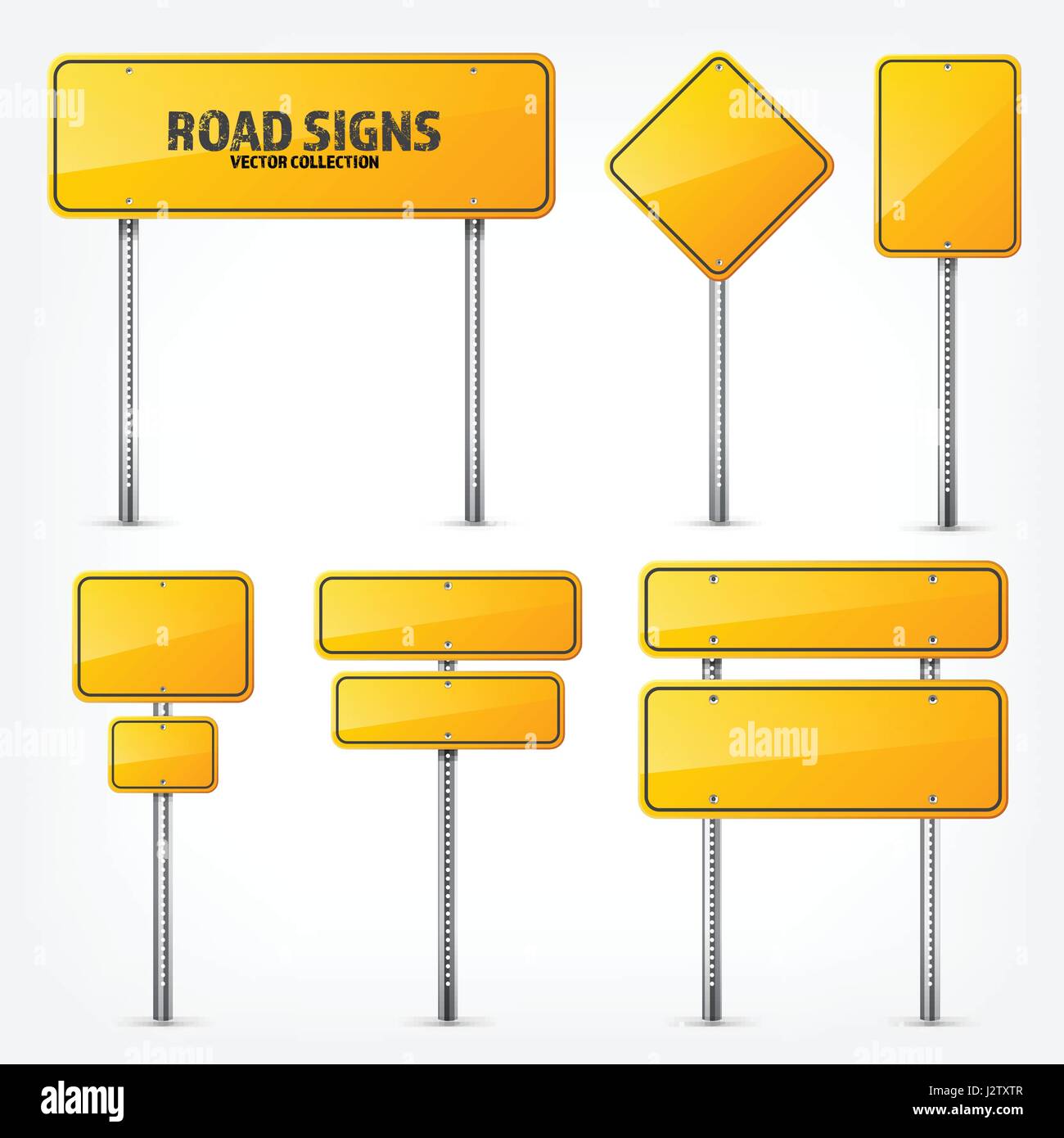 Road yellow traffic sign. Blank board with place for text.Mockup ...