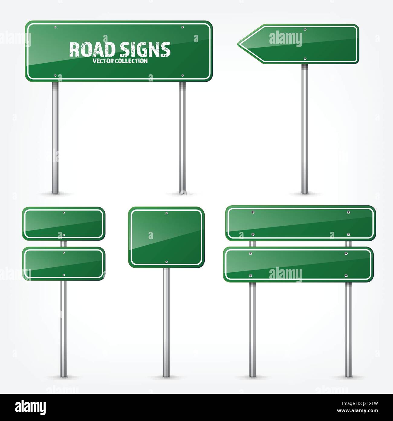 Road green traffic sign. Blank board with place for text.Mockup ...