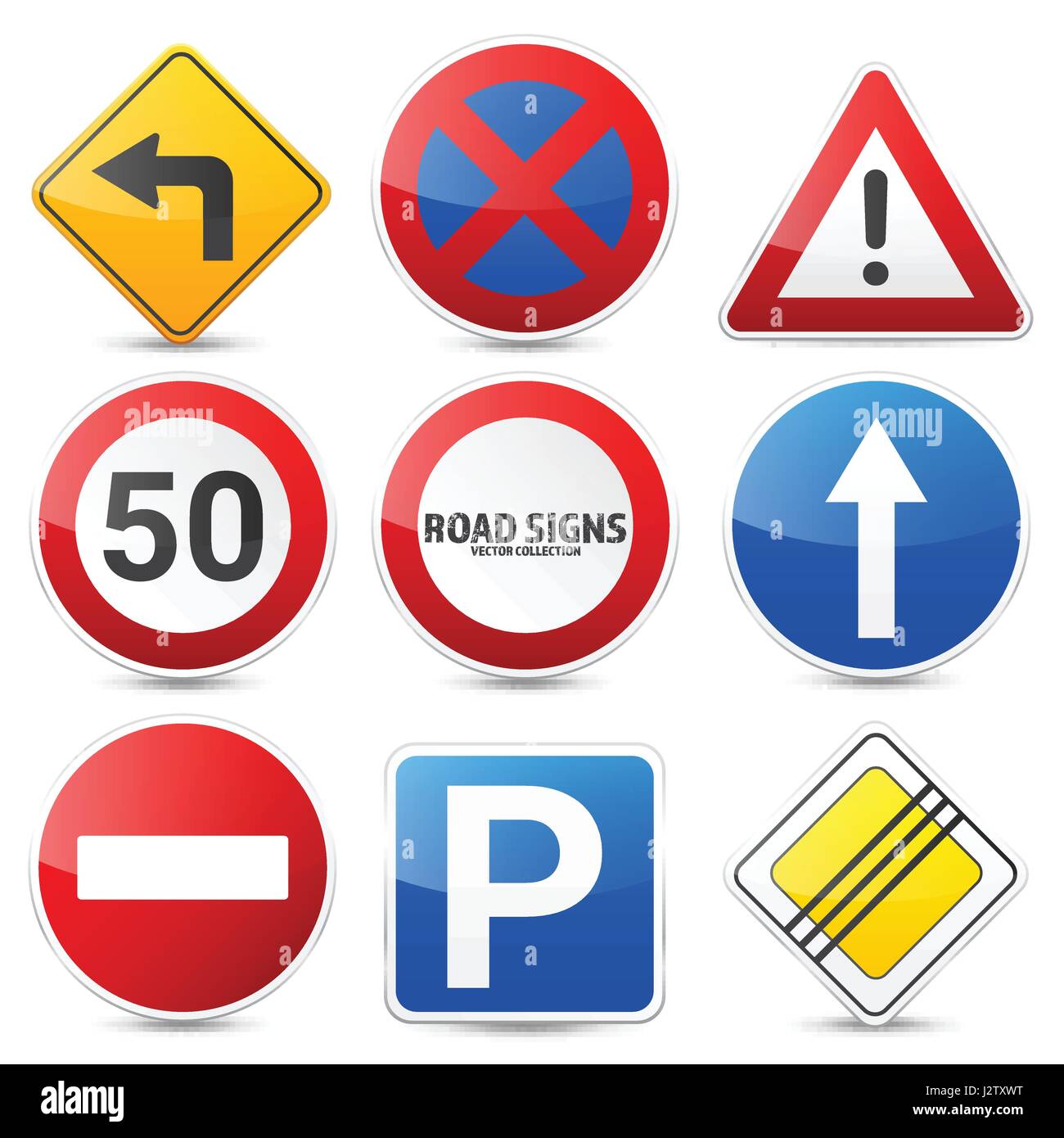 Road signs collection isolated on white background. Road traffic ...