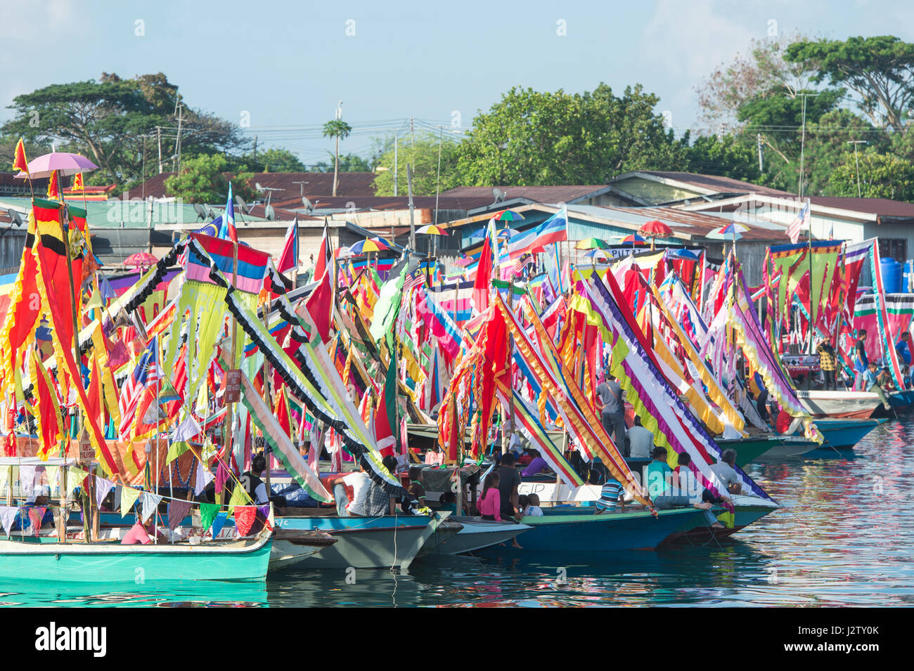 Traditional Bajau's boat called Lepa-Lepa decorated with colorfull ...