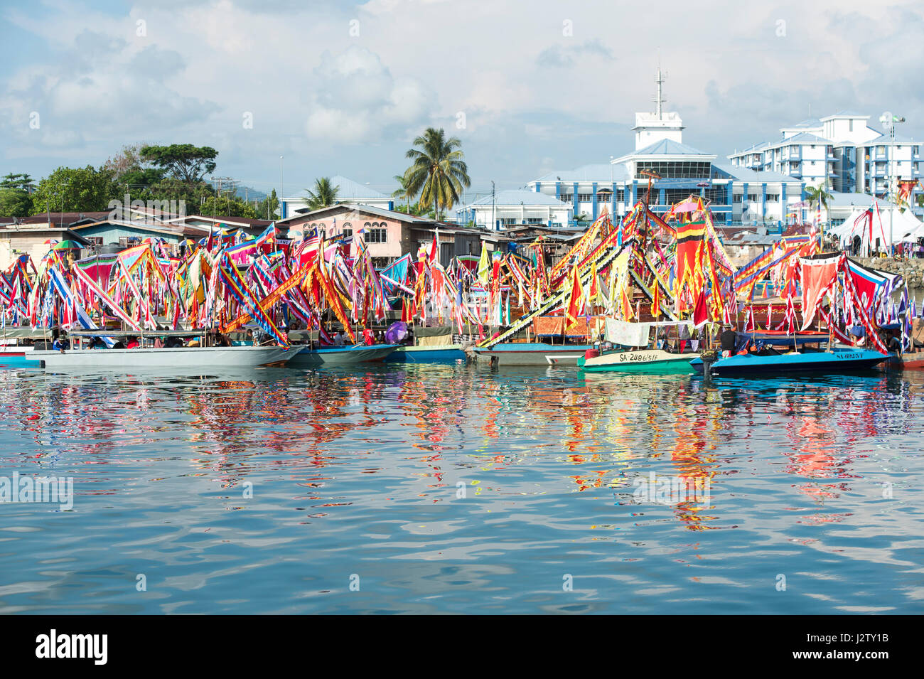 Traditional Bajau's boat called Lepa-Lepa decorated with colorfull ...