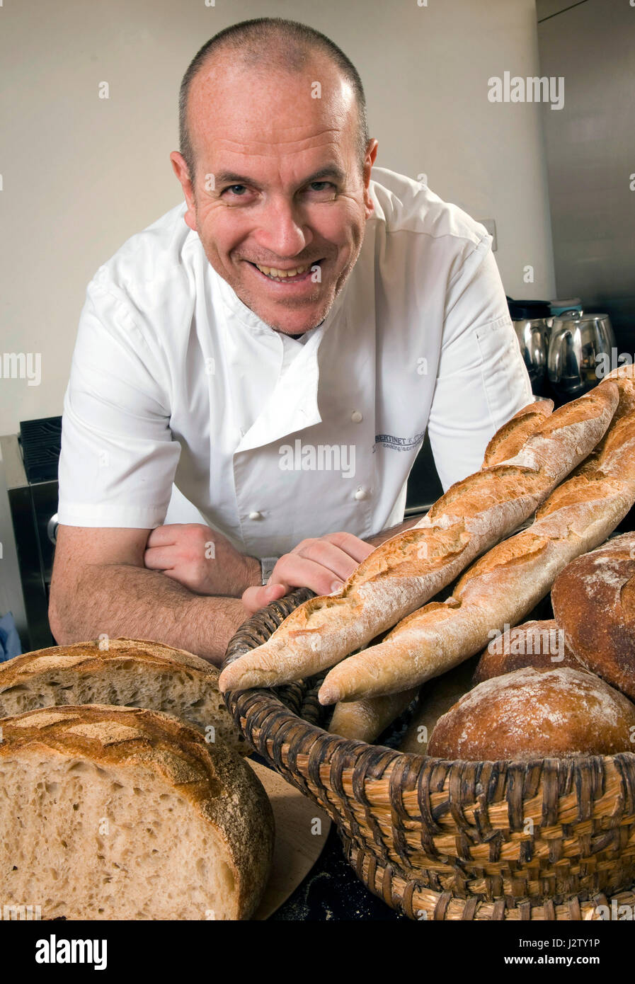 Baker and chef Richard Bertinet at his cookery school in Bath with a ...