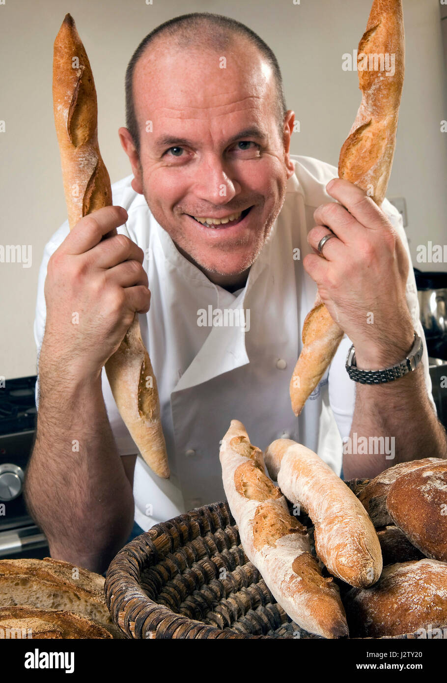 Baker and chef Richard Bertinet at his cookery school in Bath with a ...