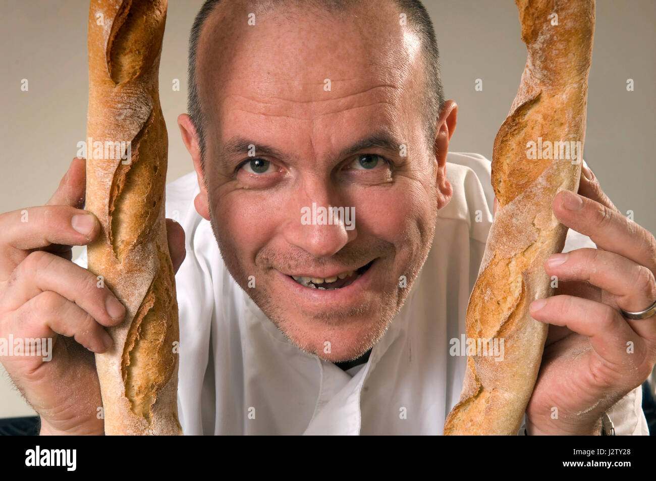 Baker and chef Richard Bertinet at his cookery school in Bath with a ...