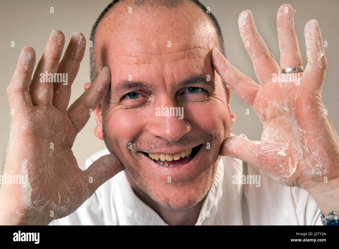 Baker and chef Richard Bertinet at his cookery school in Bath with a ...