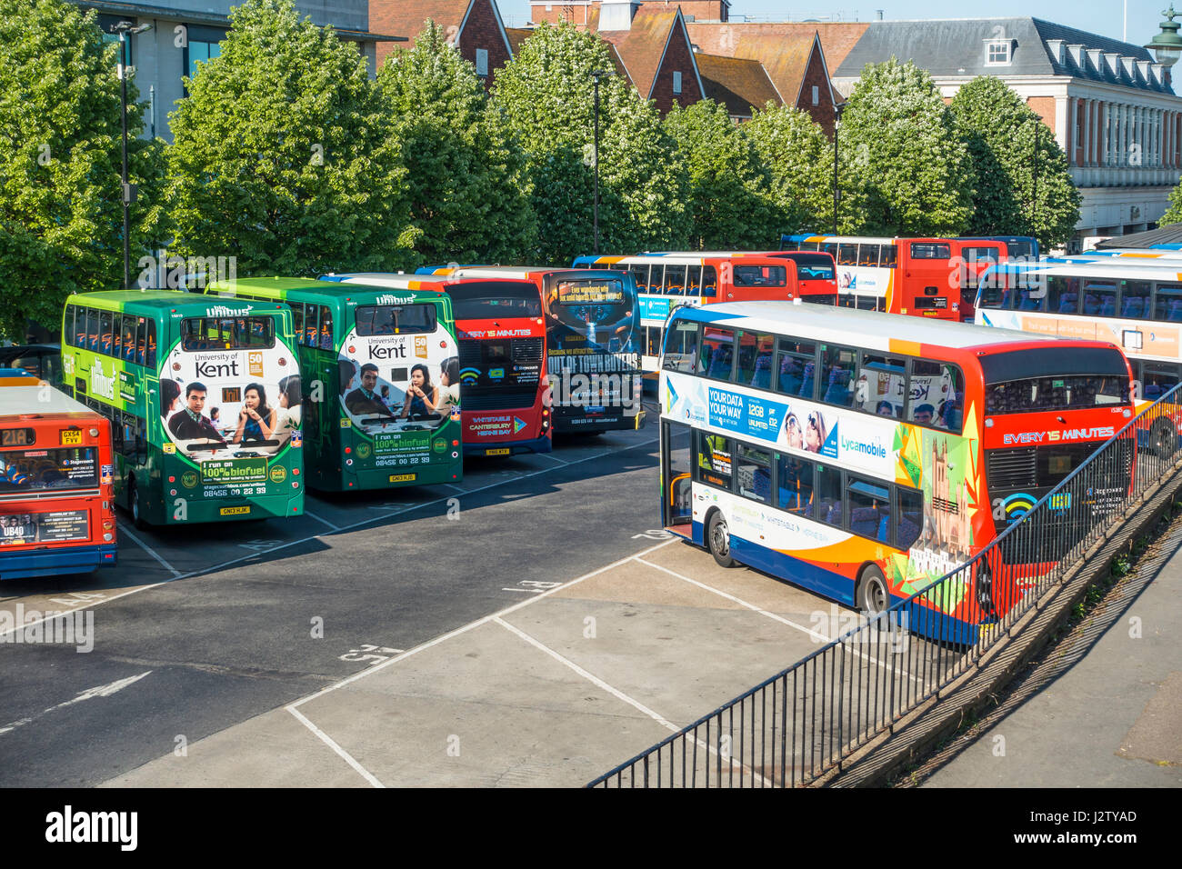 Busy Canterbury Bus Station Depot Double Deckers Single Deckers ...