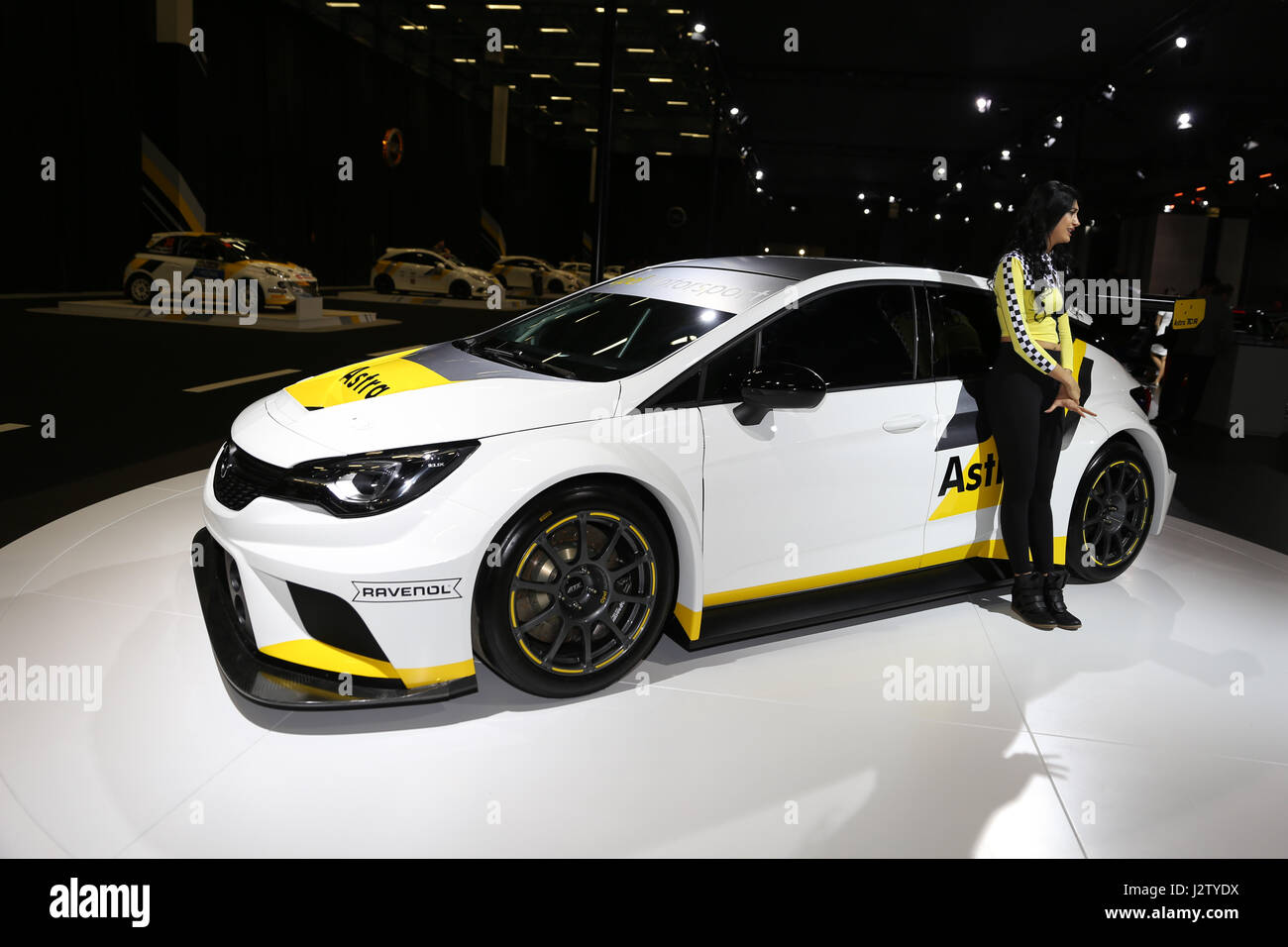 ISTANBUL, TURKEY - APRIL 22, 2017: Opel Astra Racing car on display at ...