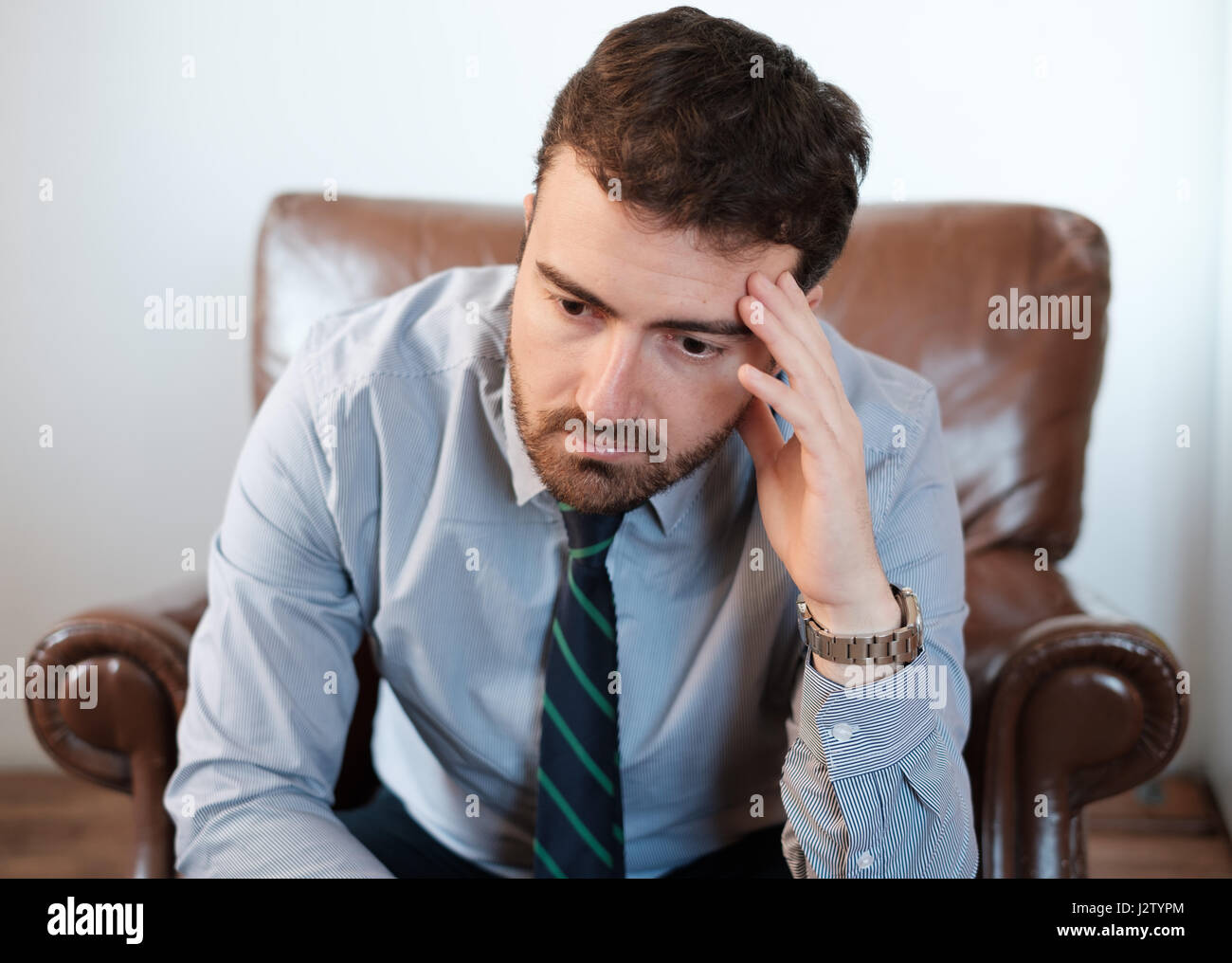 Portrait of one businessman manager worried and stressed Stock Photo ...