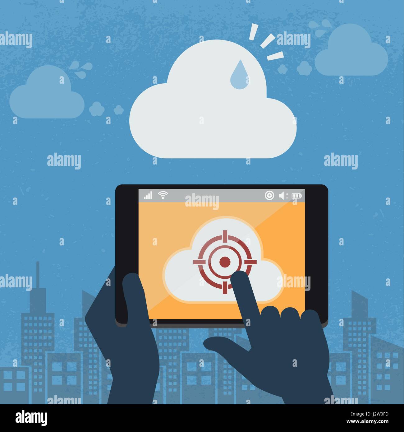 Hand touching cloud Stock Vector Images - Alamy