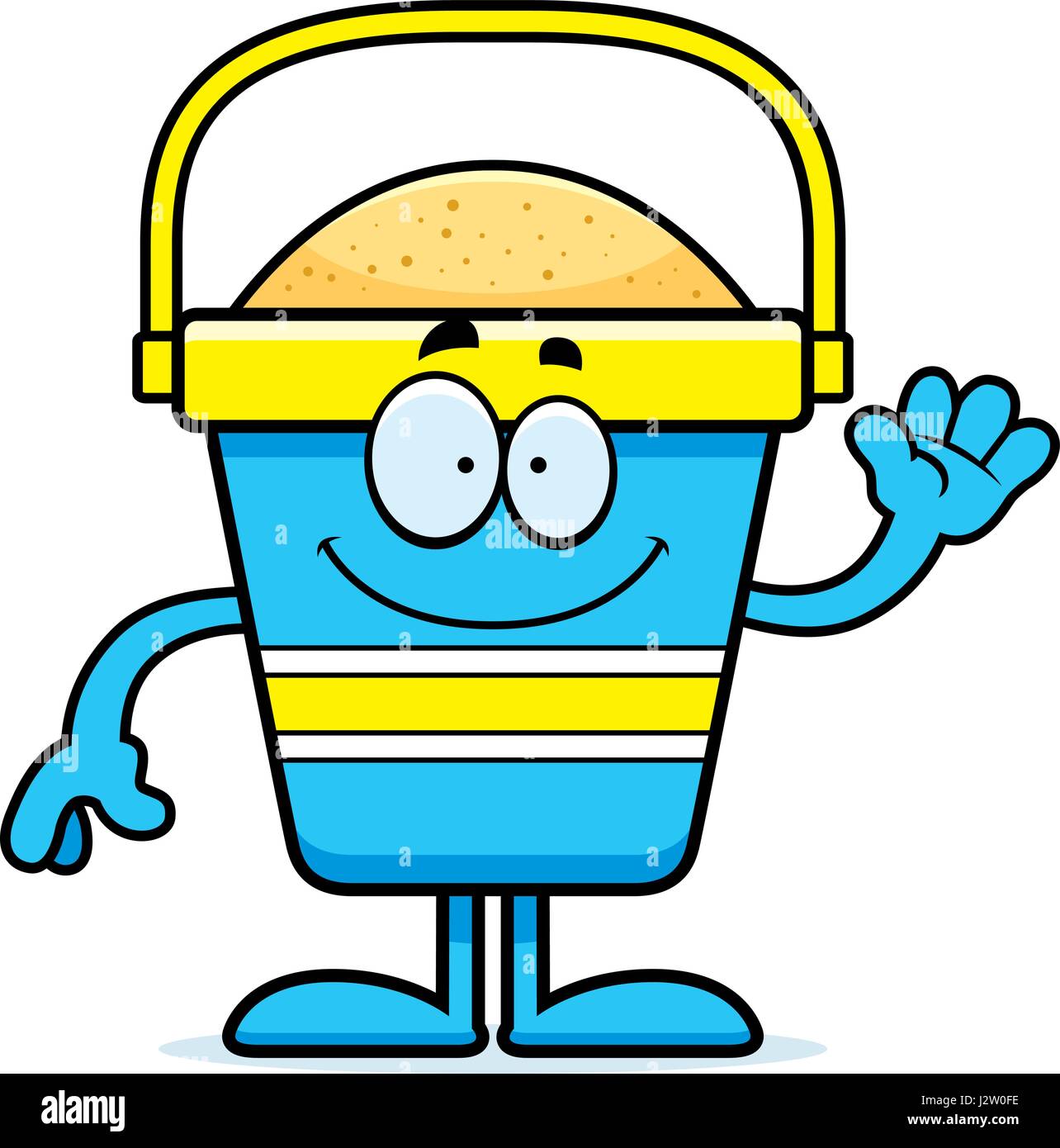 A cartoon illustration of a beach bucket waving Stock Vector Image ...