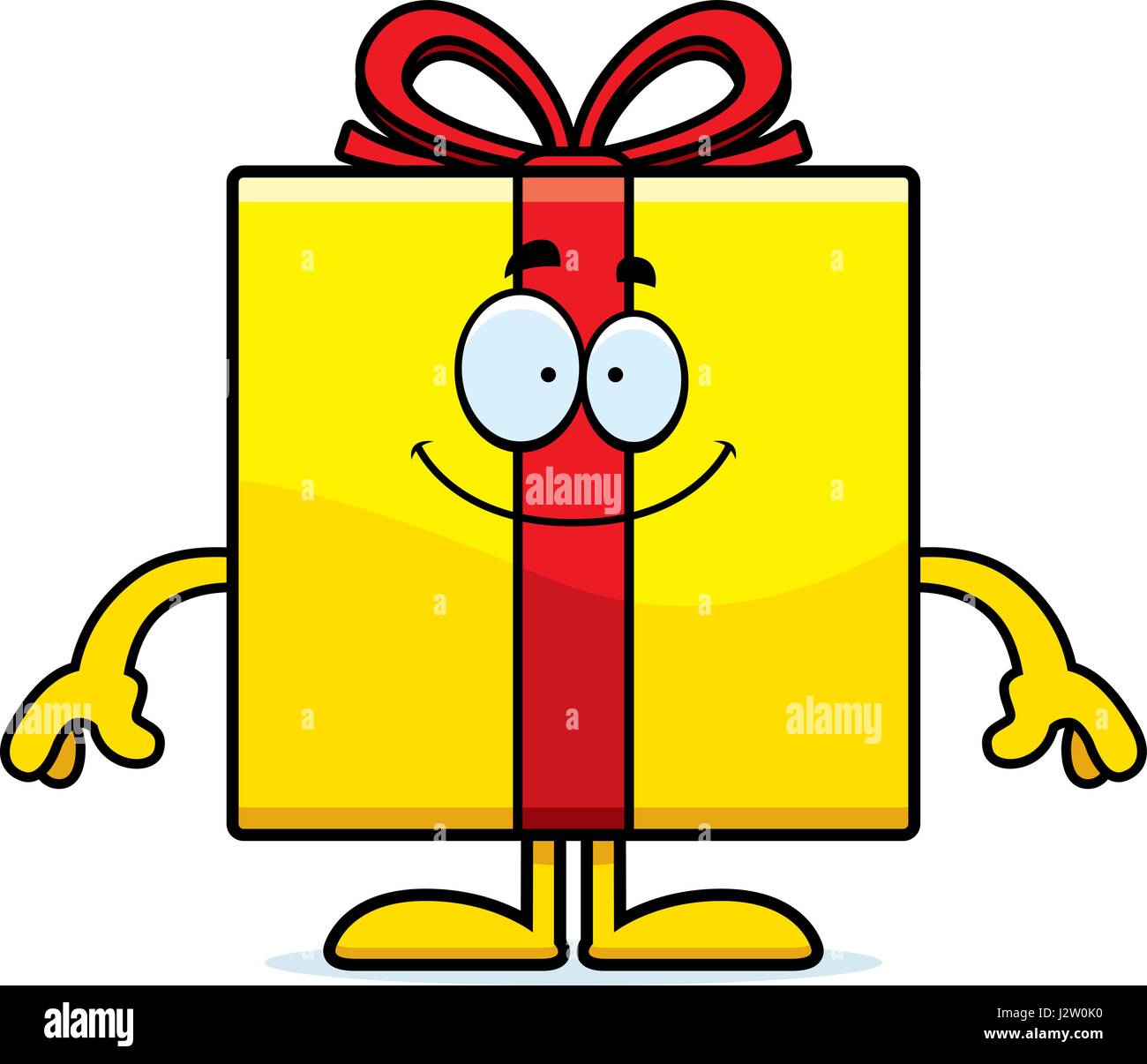 A cartoon illustration of a birthday gift looking happy Stock Vector ...