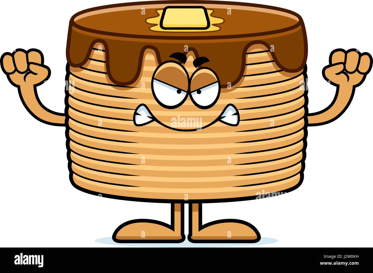 A cartoon illustration of a stack of pancakes looking angry Stock ...
