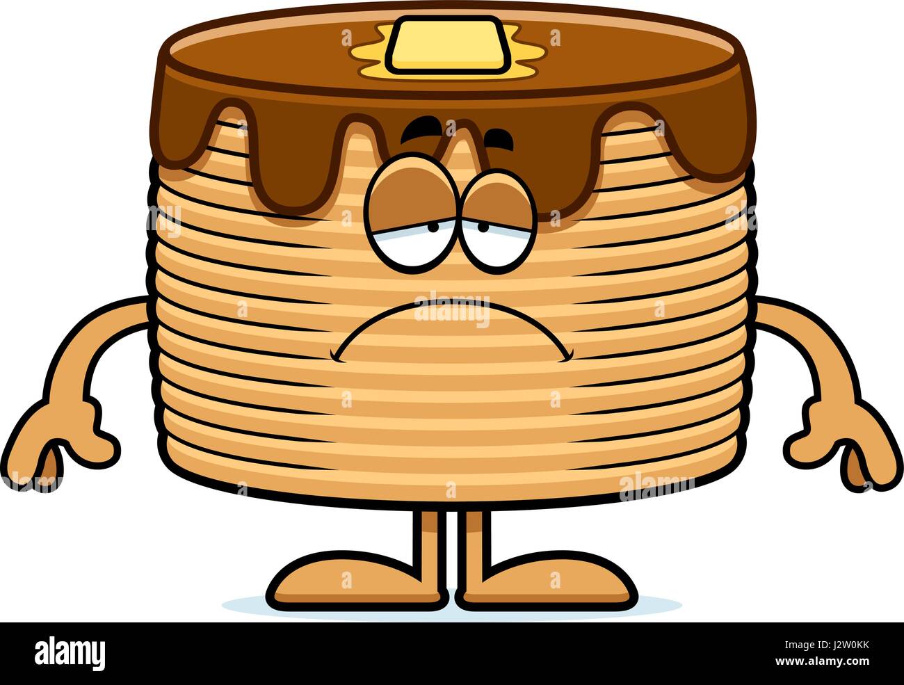 A cartoon illustration of a stack of pancakes looking sad Stock Vector ...