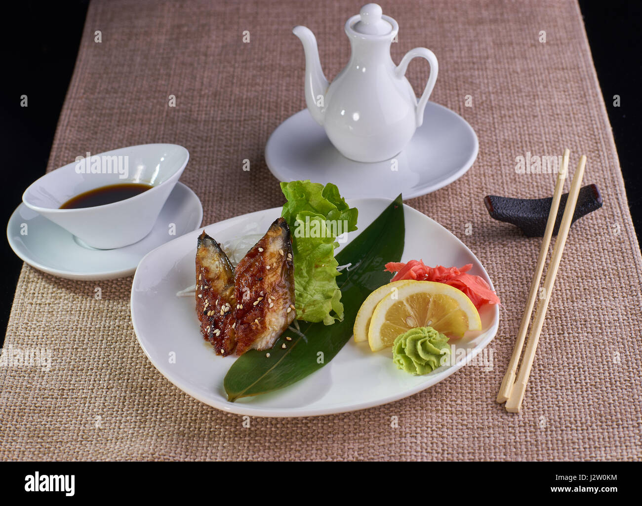 Sashimi with fresh baked eel fish Stock Photo - Alamy
